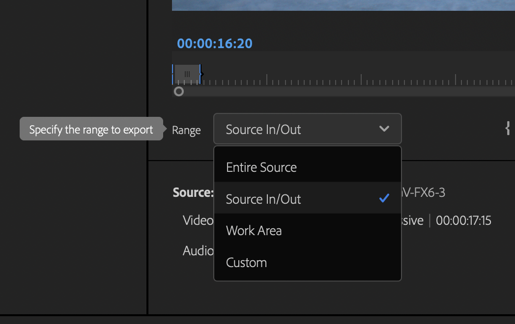 Change default of "source range" in export setting... - Adobe Product ...