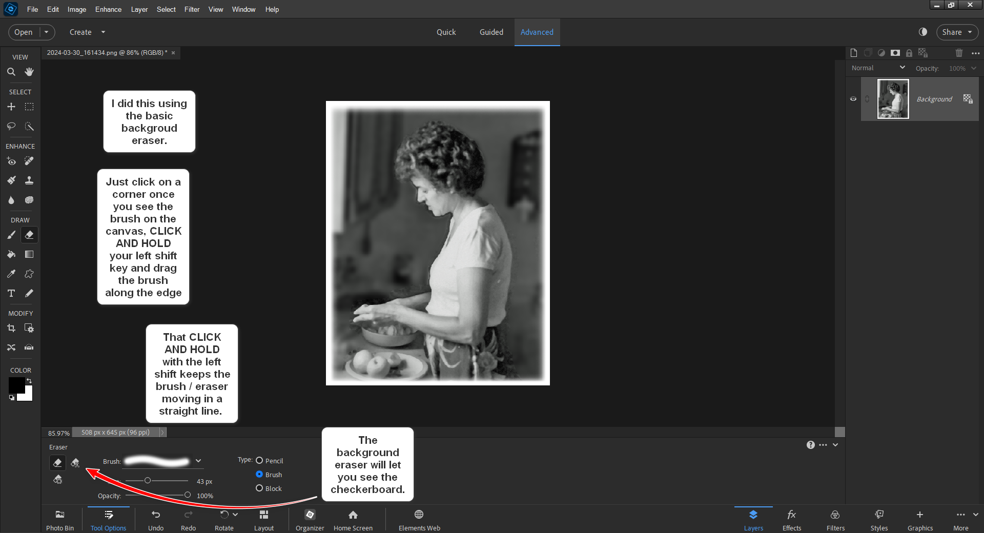 Eraser tool. 2021 Ed. I used the eraser tool and n... - Adobe Product ...