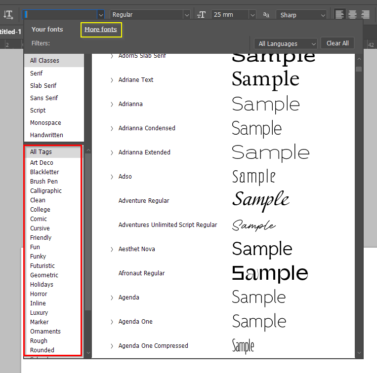 Is there a way to organize or group fonts inside P... - Adobe Product ...