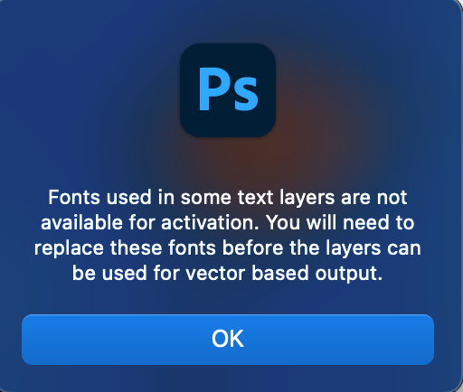 Solved: Warning fonts activation Photoshop - Adobe Community - 14537148