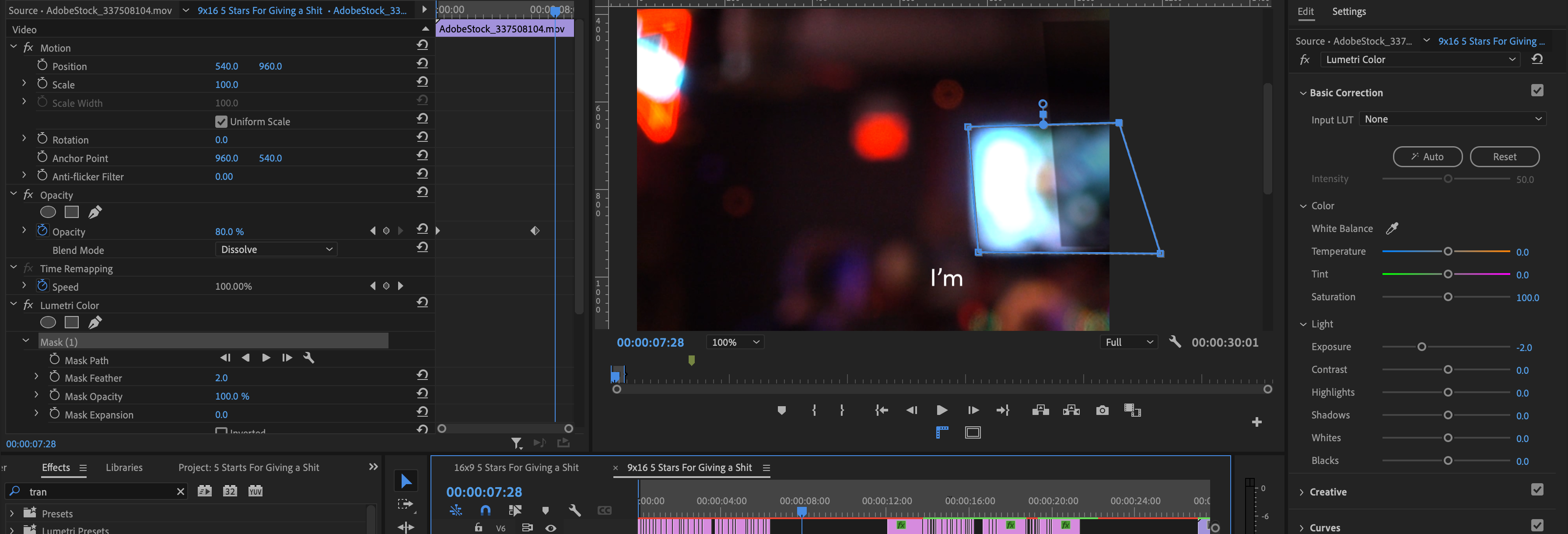 Lumetri color isn't working in it's defined mask - Adobe Community ...