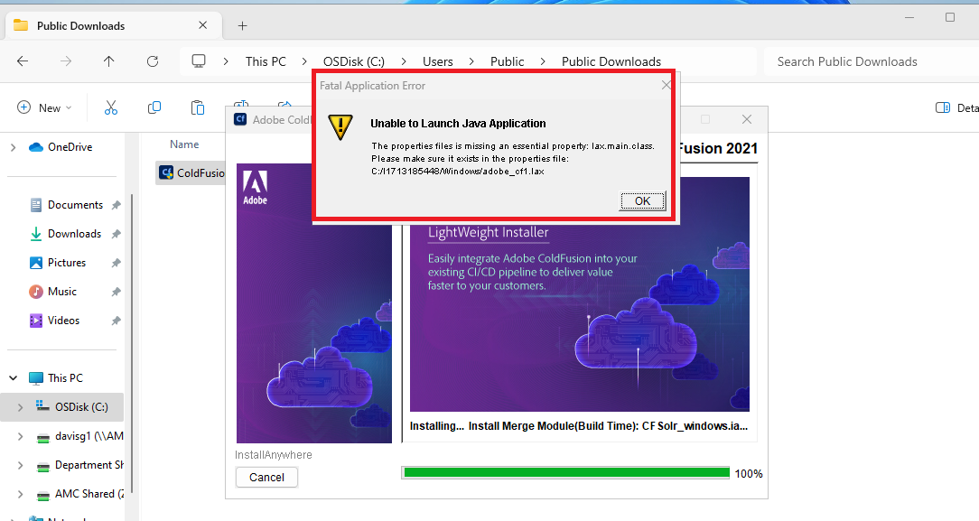Solved Missing Laxmainclass Java Error When Install Adobe