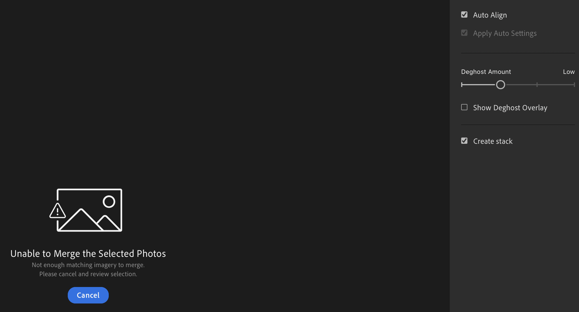 Solved: Unable to perform HDR Merge on bracketed exposure ... - Adobe Product Community - 14560936