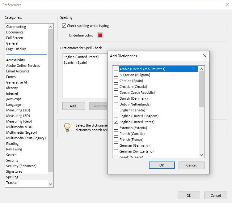 Solved: Spell check comments and forms in English and Span... - Adobe Product Community - 14567425