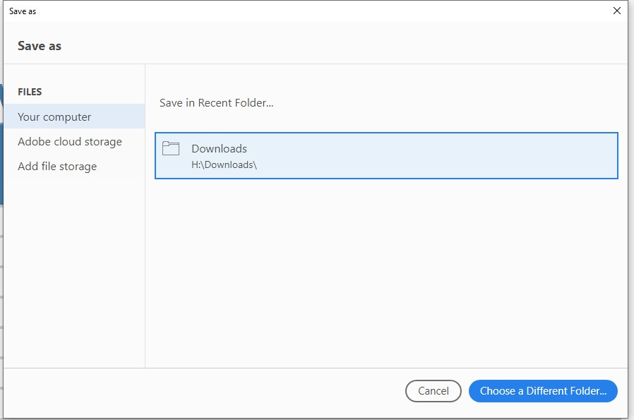 Save As - Save in recent folder - Adobe Product Community - 14602891