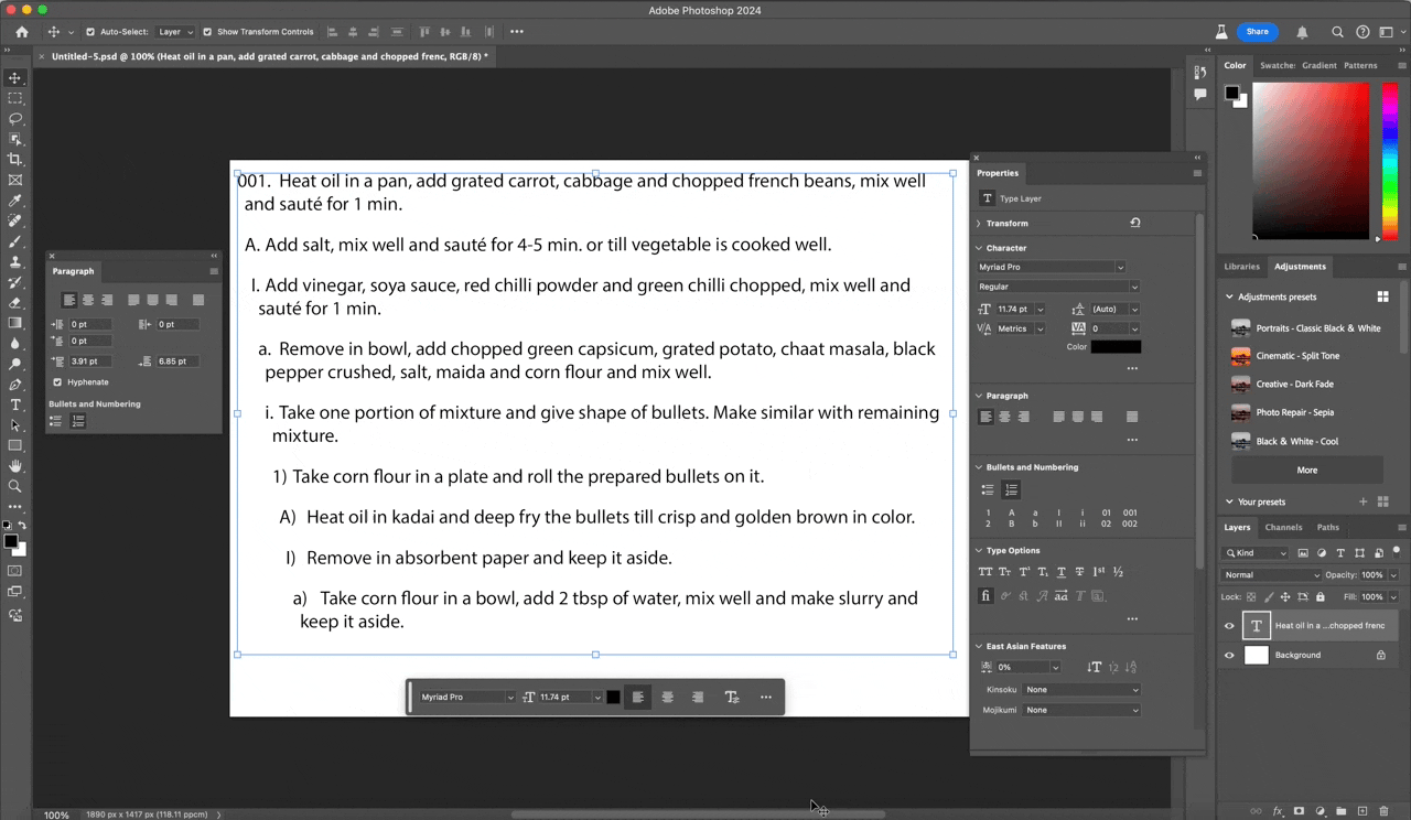 New feature now in Photoshop Beta, Bullets and Num... - Adobe Community ...
