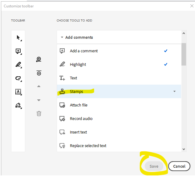 Solved: Stamps in Customized Toolbar - Adobe Product Community - 14644957