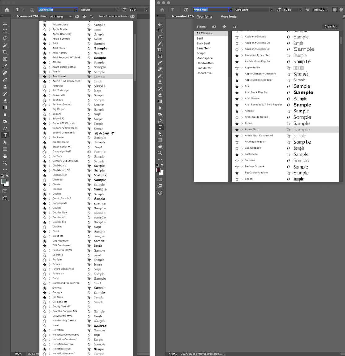 Why is the type font menu selector so small? - Adobe Community - 14605413