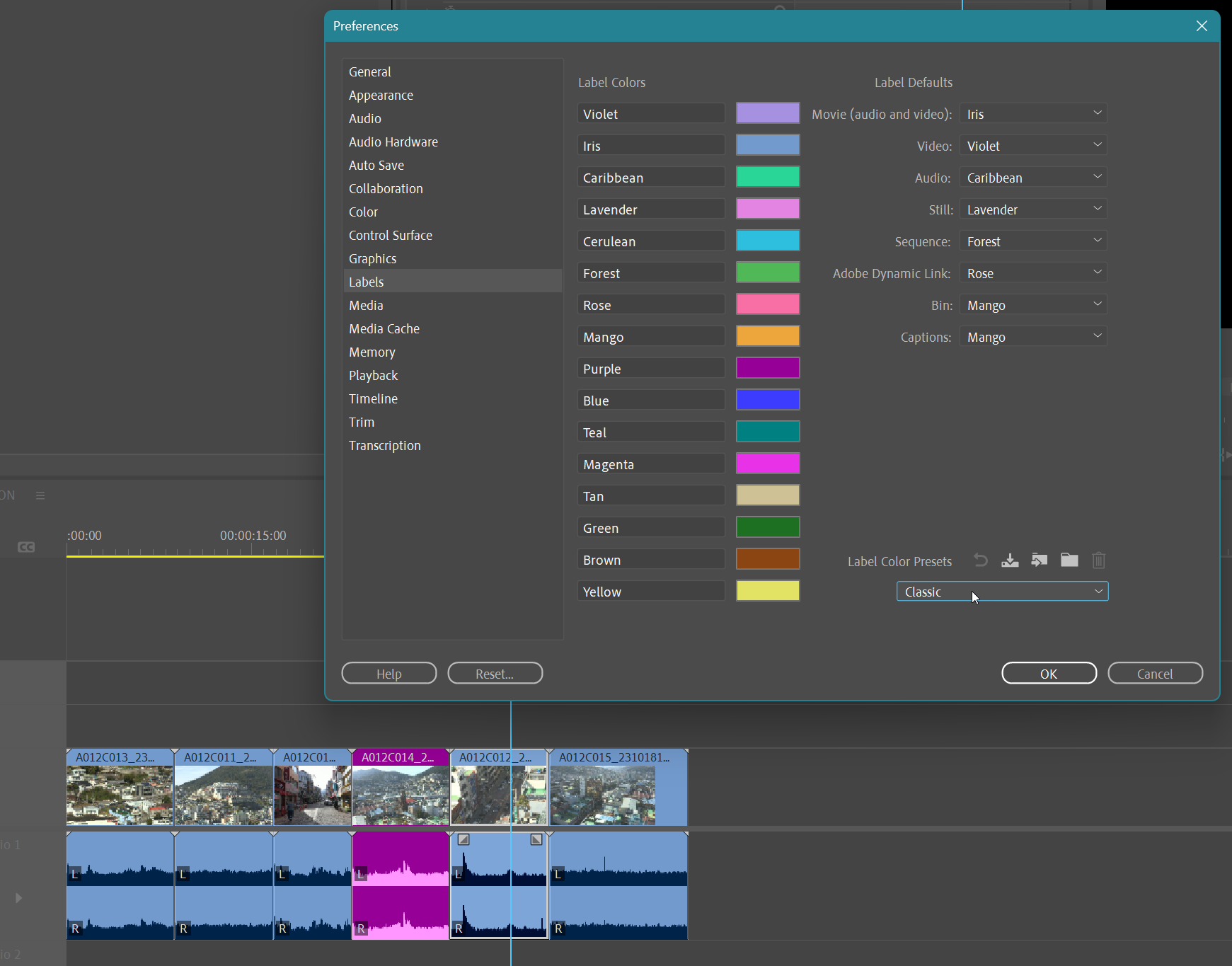 Option to go back to old timeline label colors? - Adobe Product ...