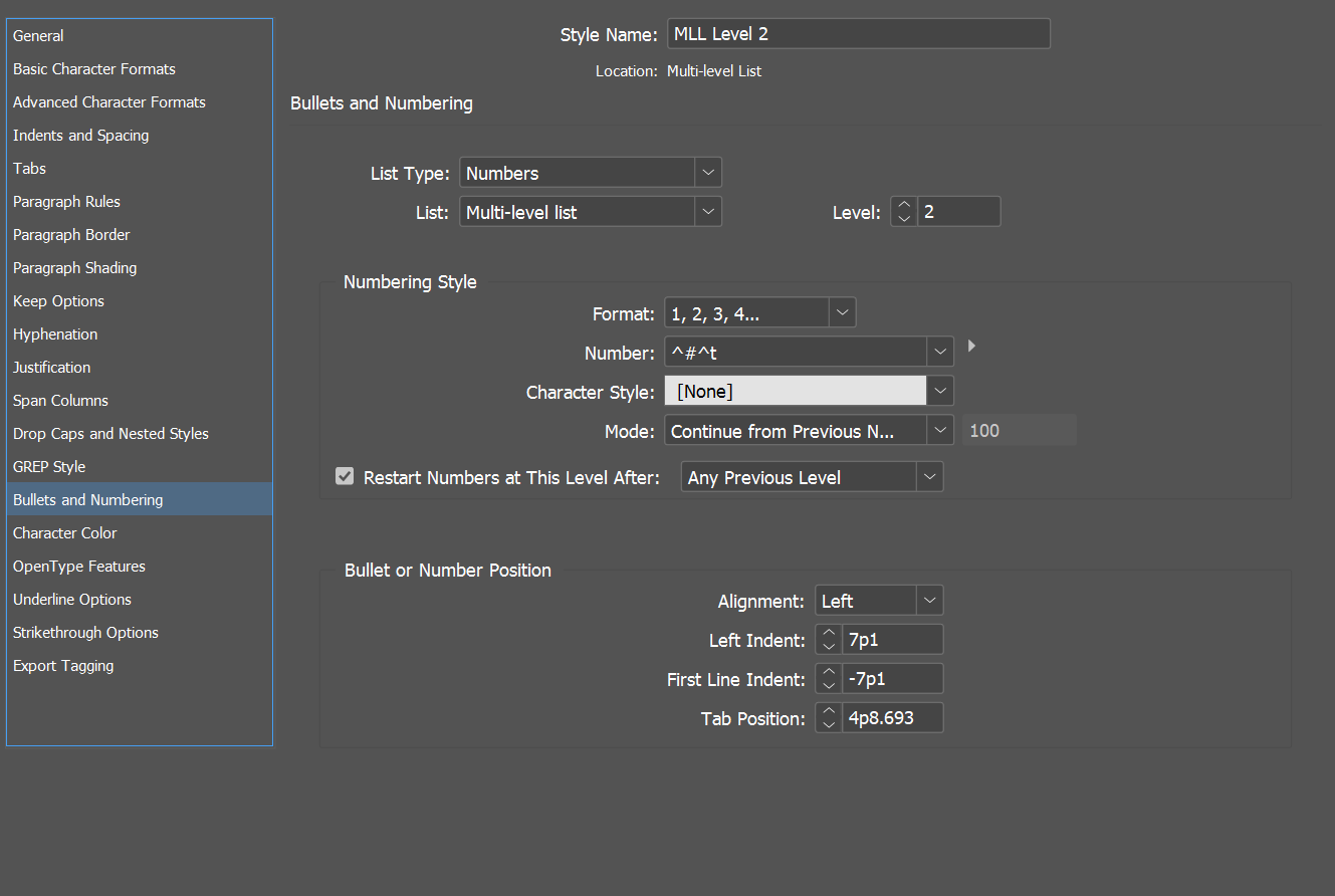 Solved: InDesign Multi-Level Lists issue - numbers must st... - Adobe Product Community - 14663642