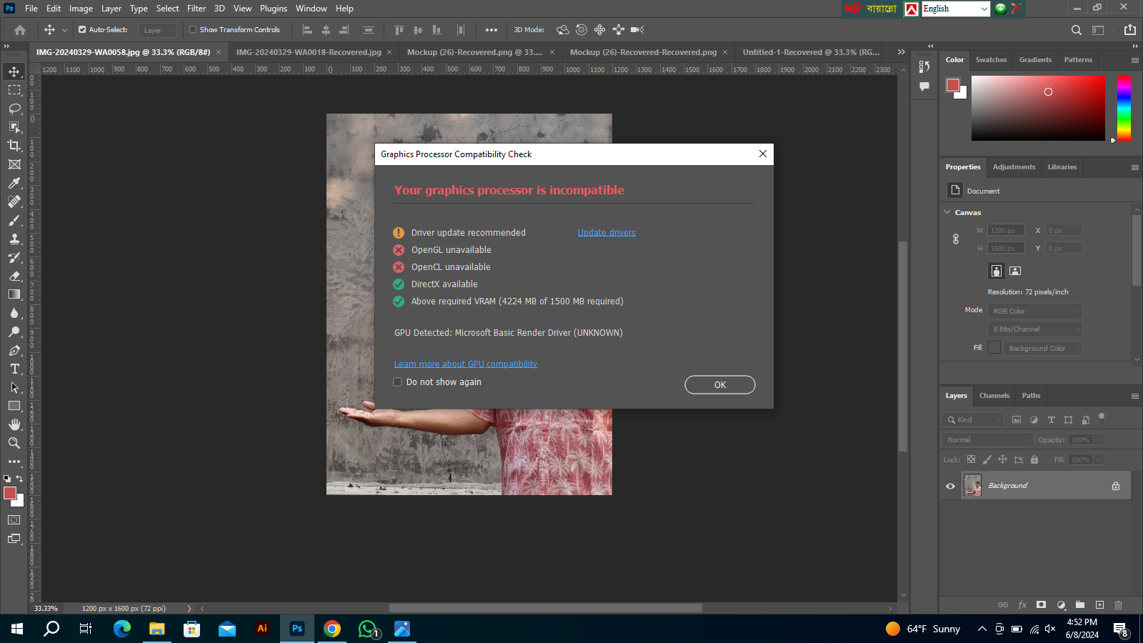 A good basic Graphics card, able to deal with Phot... - Adobe Community - 14321119
