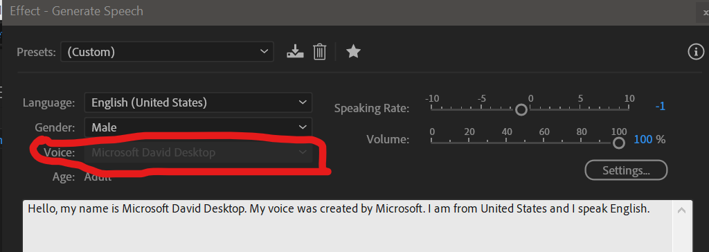 How can I change the voice. - Adobe Product Community - 14682415
