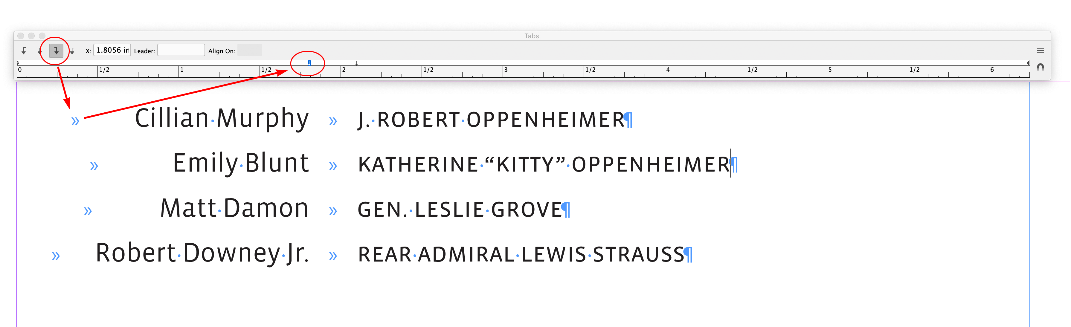 Aligning text flush right and left with tab - Adobe Community - 14686906