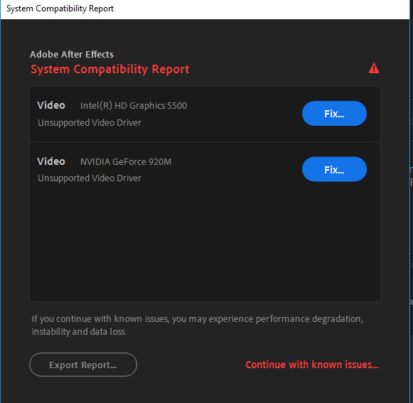 System Compatibility error - Adobe Community - 10999119