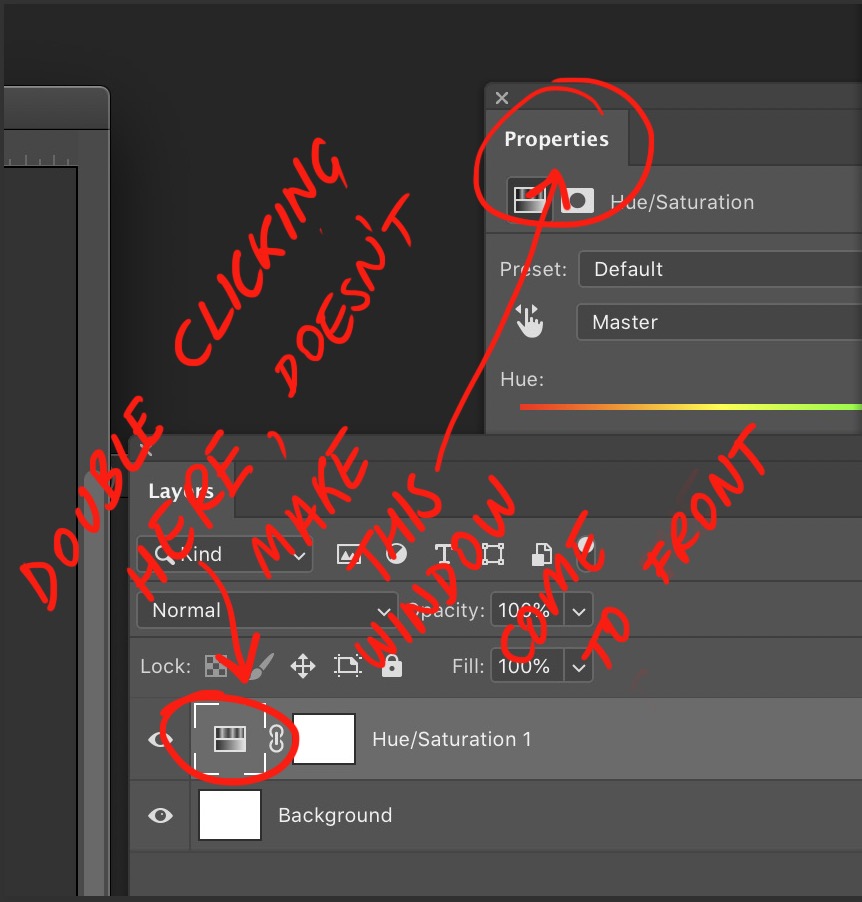'Adjustment Layer Properties' window (bring to fro... - Adobe Product ...