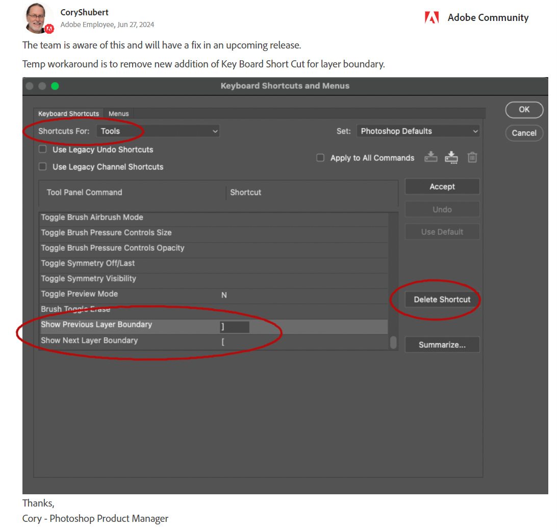 P: bracket keys not changing brush size - Adobe Product Community ...