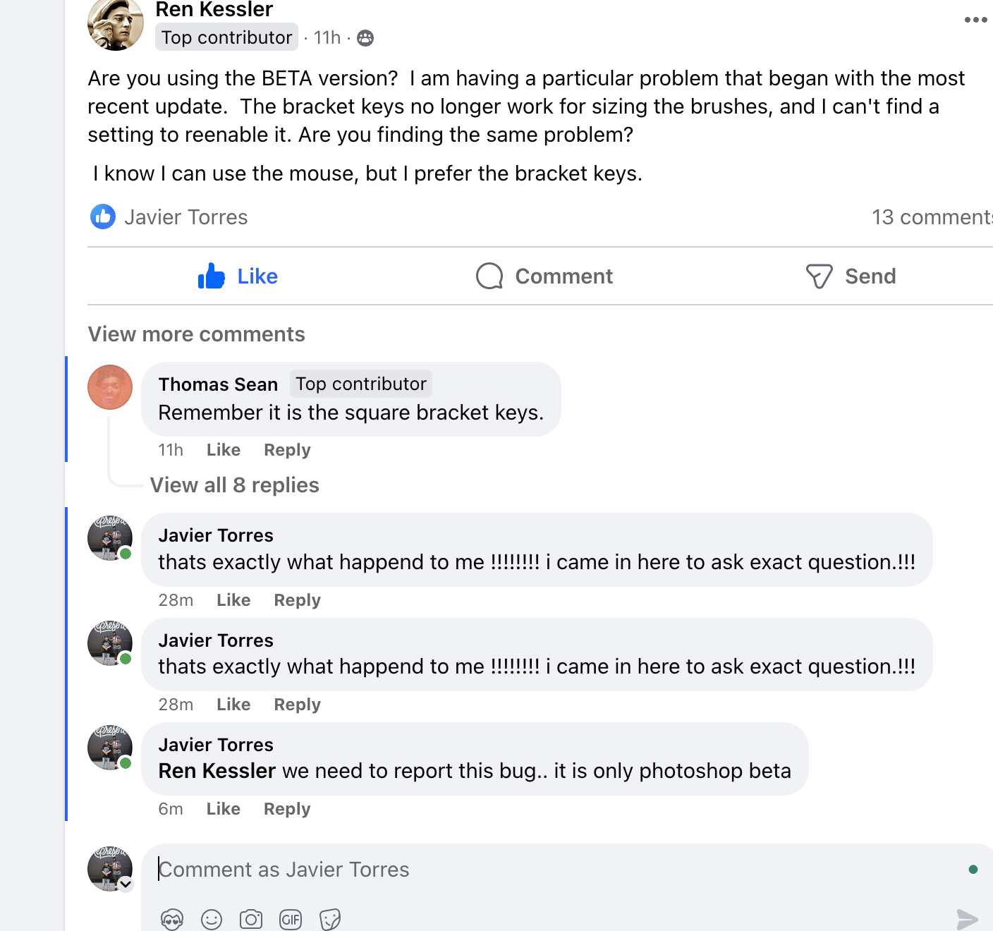 P: bracket keys not changing brush size - Adobe Product Community ...
