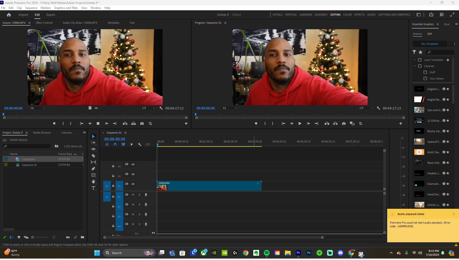 Solved: P: Audio playback failed error code: 1609891836 - Adobe ...