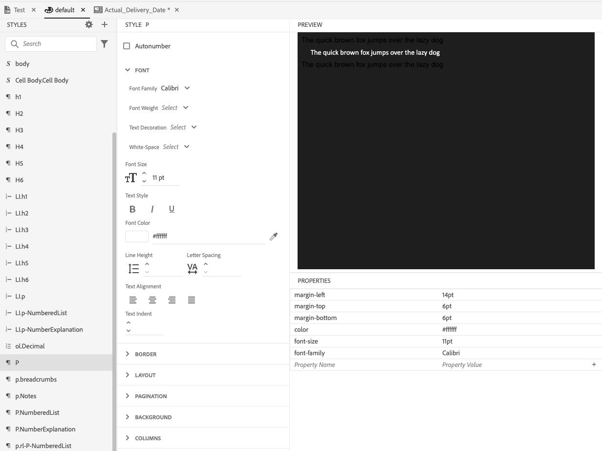 I can't apply a style to a snippet - Adobe Product Community - 14742377