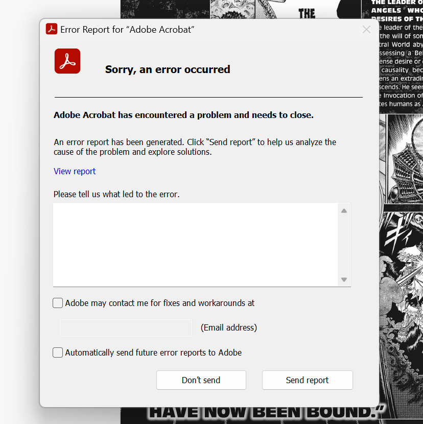 repeated "Adobe Acrobat has encountered an error a... - Adobe Product ...