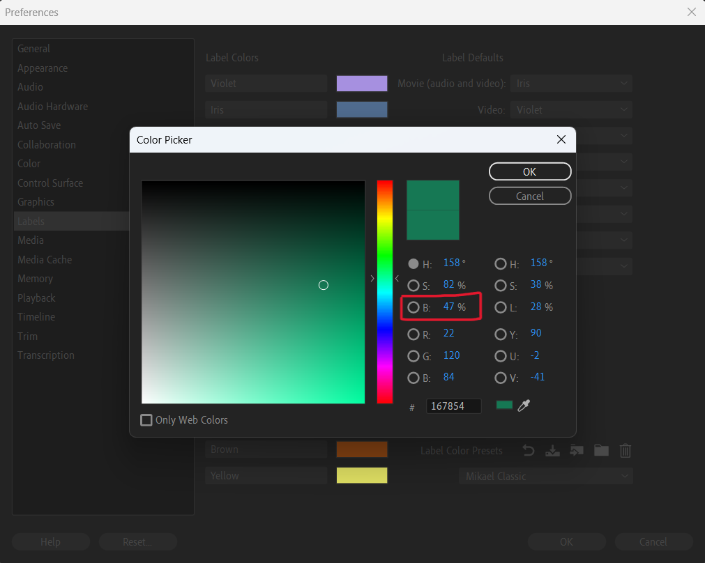 Option to go back to old timeline label colors? - Adobe Product ...