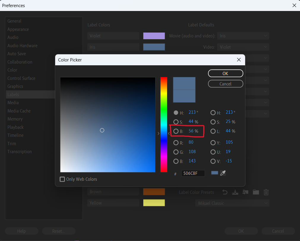 Option to go back to old timeline label colors? - Adobe Product ...