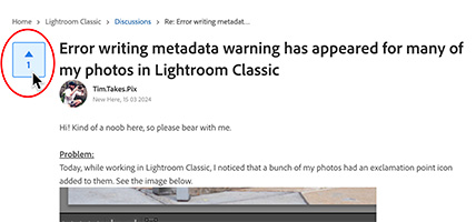Error writing metadata warning has appeared for ma... - Adobe Community ...