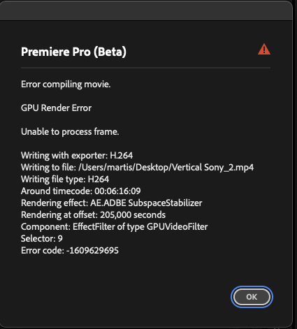 GPU Render Error with Warp-Stabilizer when Exporti... - Adobe Product ...