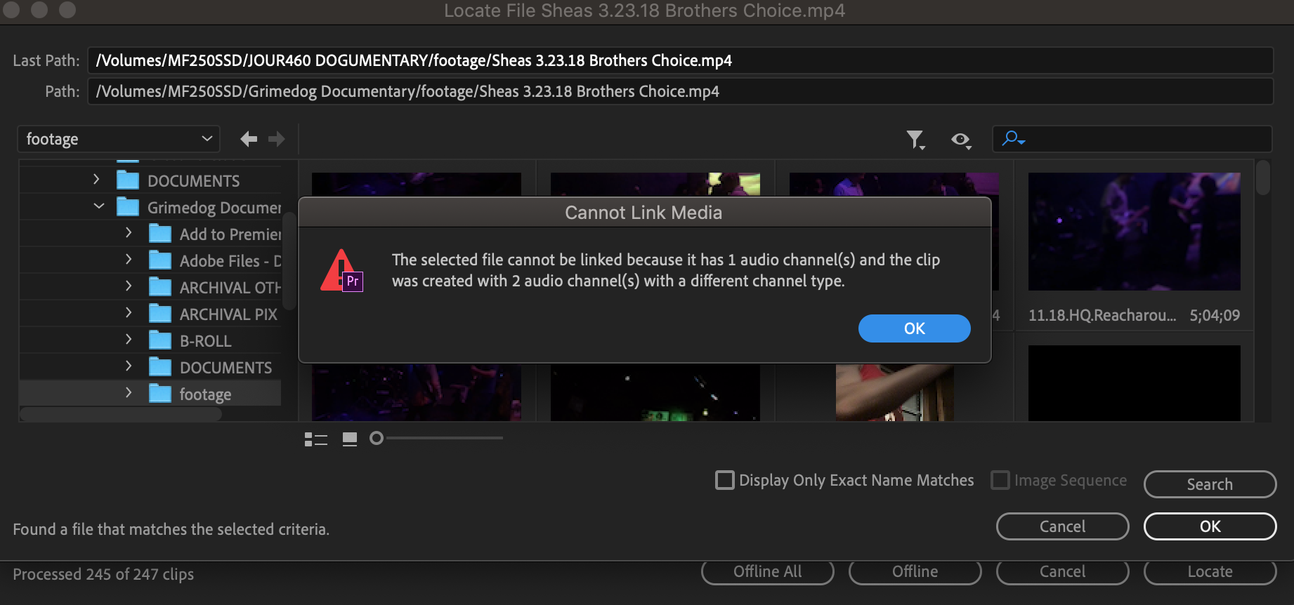 Adobe Premiere Pro Cannot Link Familiar File with ... - Adobe Product ...