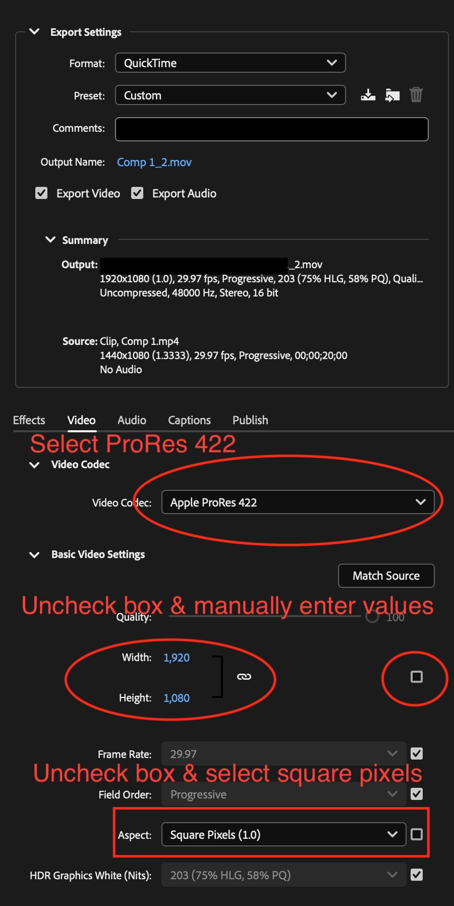 Re: Help rendering render 1440x1080 properly - Adobe Community - 14840316
