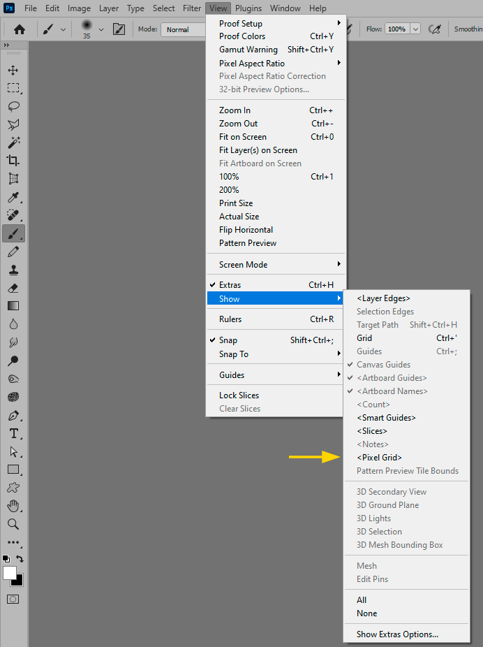 Hide Grid & Pixel Grid by Default - Adobe Product Community - 14865240