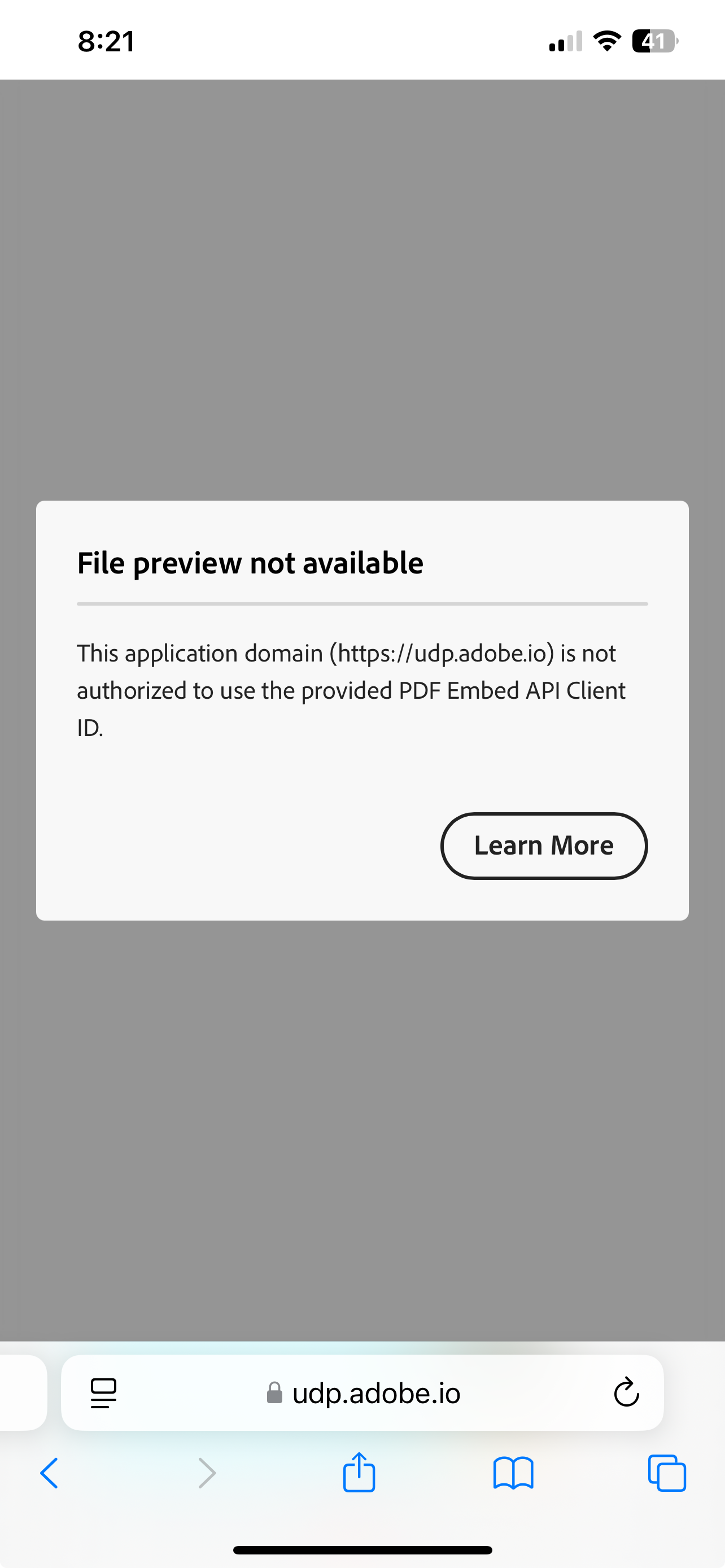The application domain is not authorized to use PD... - Adobe Product Community - 14820201