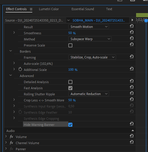 FIX Warp Stabilizer warning banner upon Render and... - Adobe Product ...
