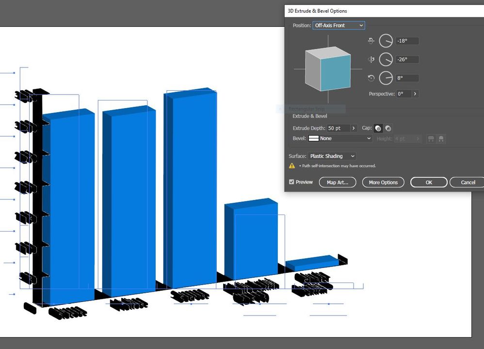 Solved: Is it possible to 3D extrude only bars on a column... - Adobe Product Community - 11021080