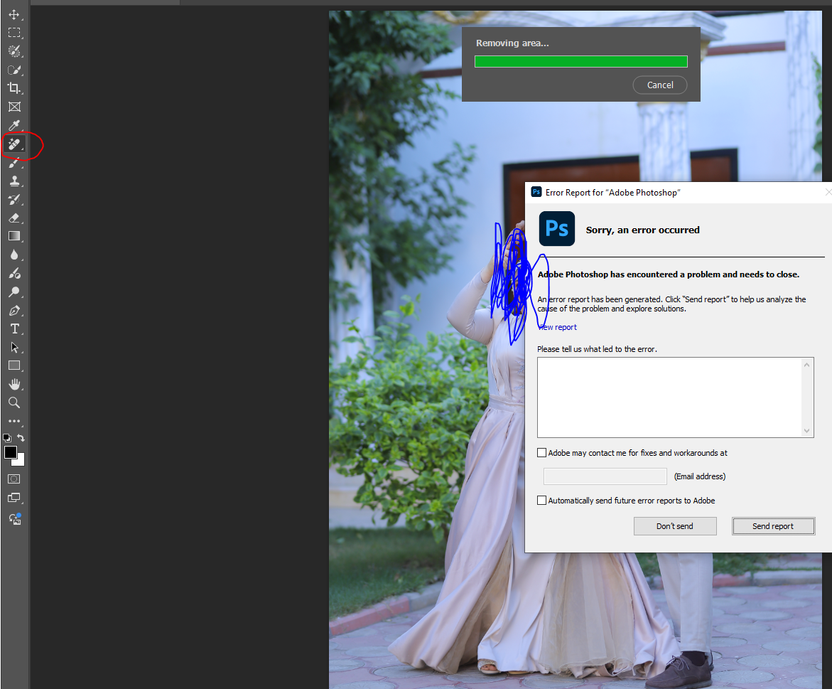 Photoshop stops working when using remove tool usi... - Adobe Community ...