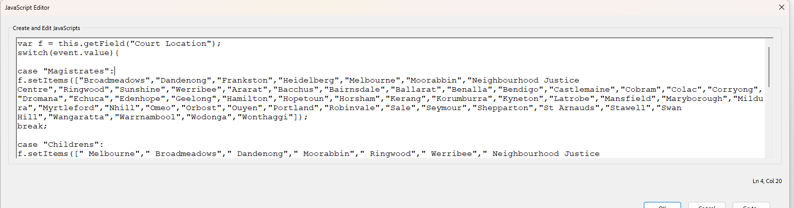 Dependant drop down script help - Adobe Product Community - 14943318