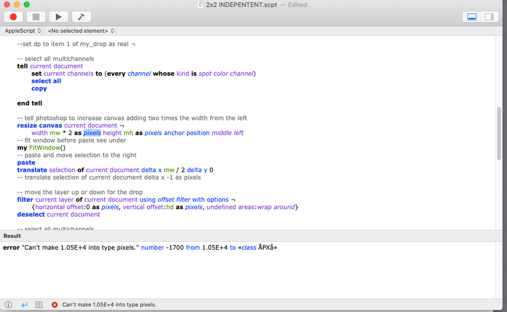 New Photoshop error on old script - Adobe Support Community - 11025094