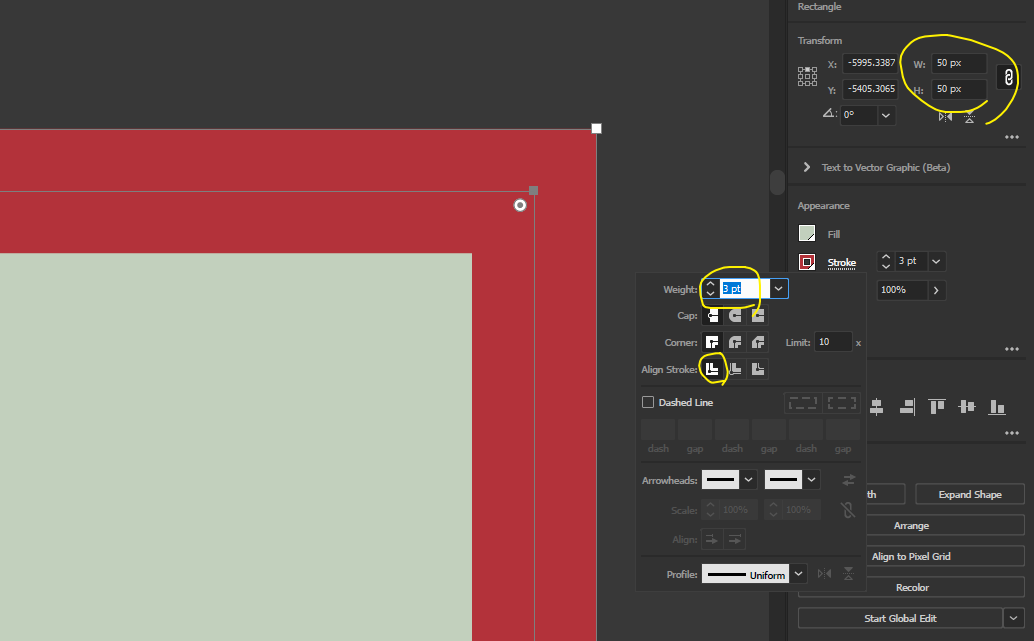 해결됨: 도형 크기에 테두리 굵기가 포함되는 현상 - Adobe Product Community - 14960246