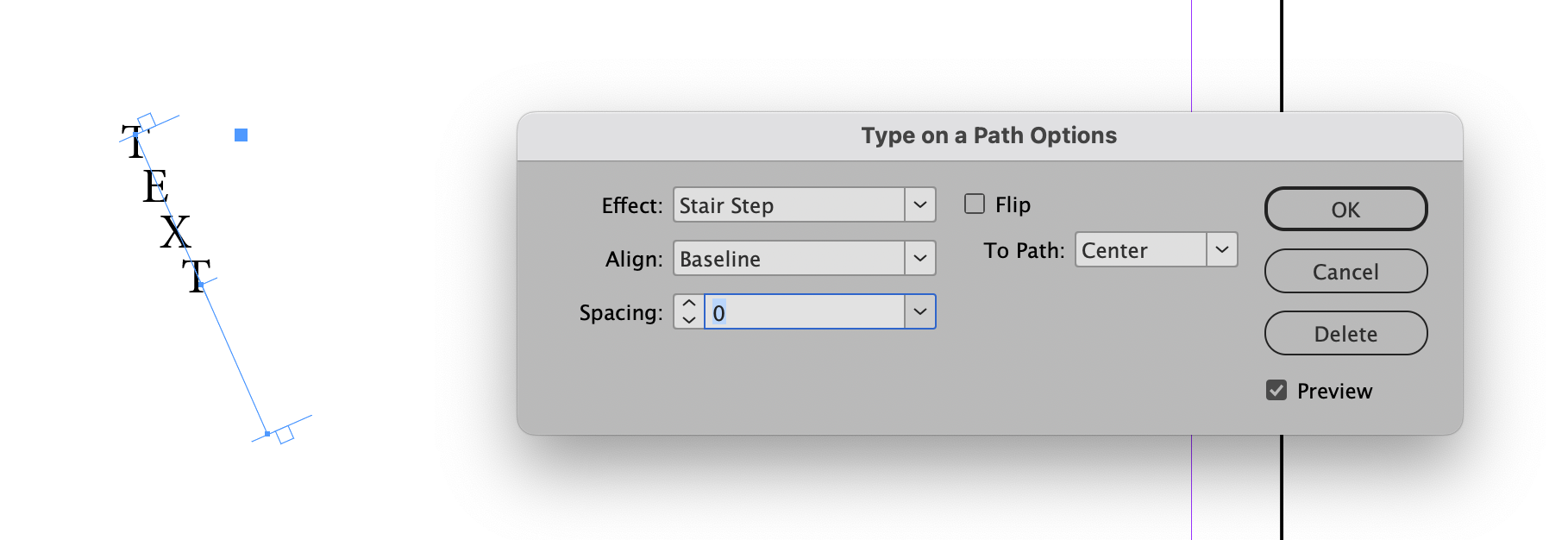 Upright but askew text - Adobe Product Community - 14977182