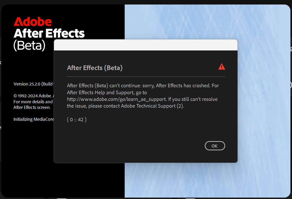 AE Beta crashes and cannot open - Adobe Product Community - 14605716