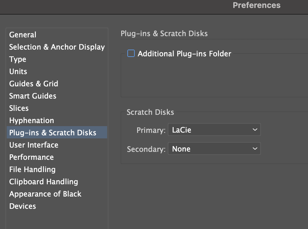 Using external SSD as scratch disk in illustrator ... - Adobe Product ...