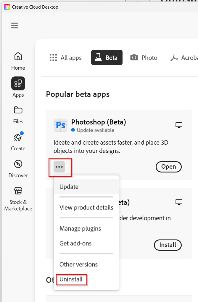 Solved: Uninstall Photoshop Beta - Adobe Product Community - 15017194