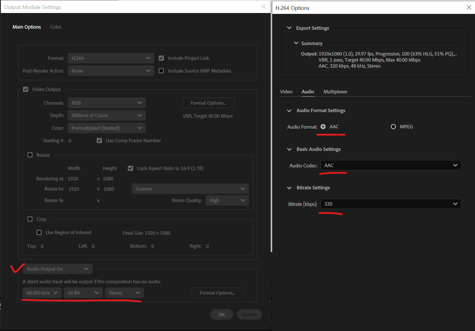 H.264 aac 오디오 코덱 출력 문제 - Adobe Community - 15013792