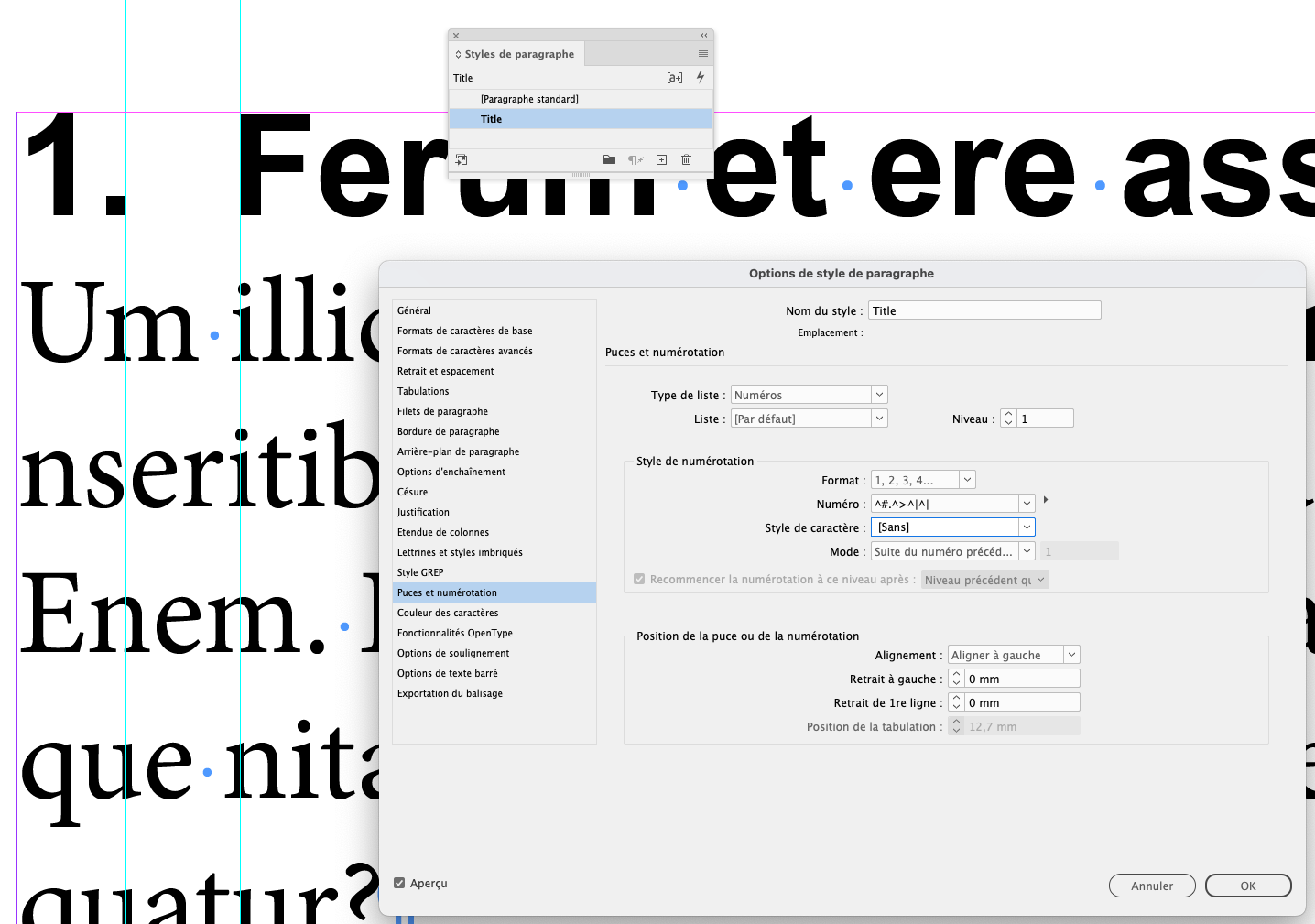 Espace dans un titre apres une numerotation en chi... - Adobe Community ...