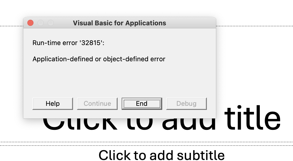 Runtime Error 32815 - Adobe Product Community - 15035623