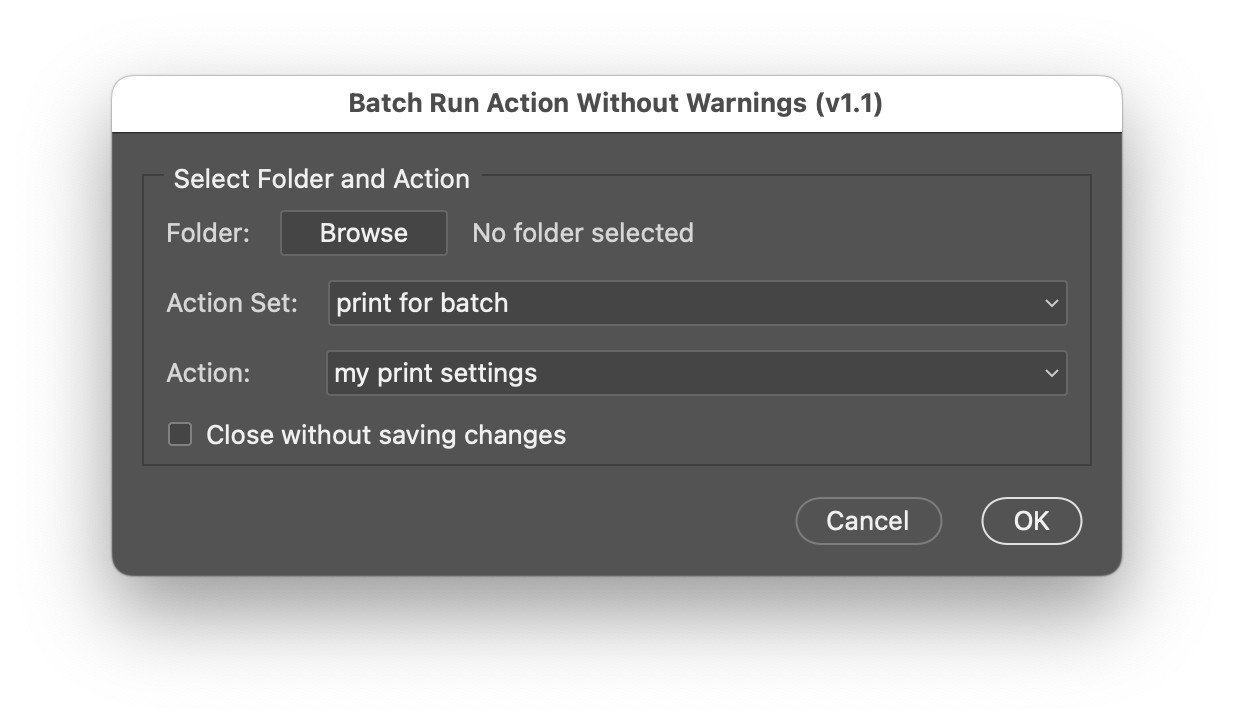 Solved: Batch Processing for a Print action of multiple fi... - Adobe Community - 14007050