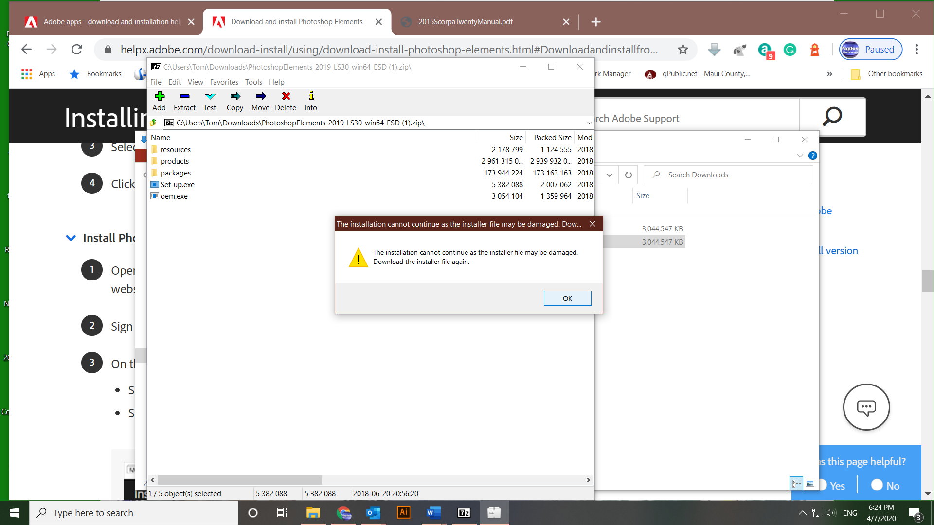 Elements 2019 can't open: Installer might be damag... - Adobe Community - 11033503