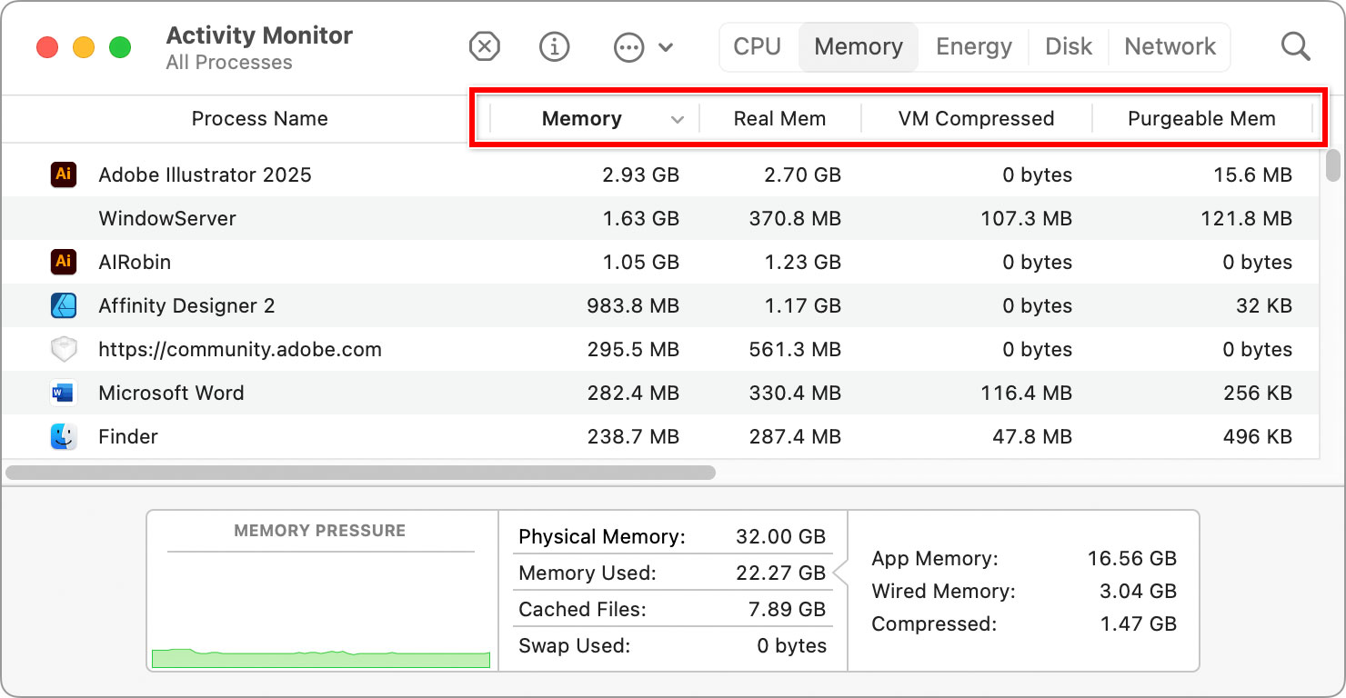 Illustrator 2025 Killing my macbook memory - Adobe Product Community ...