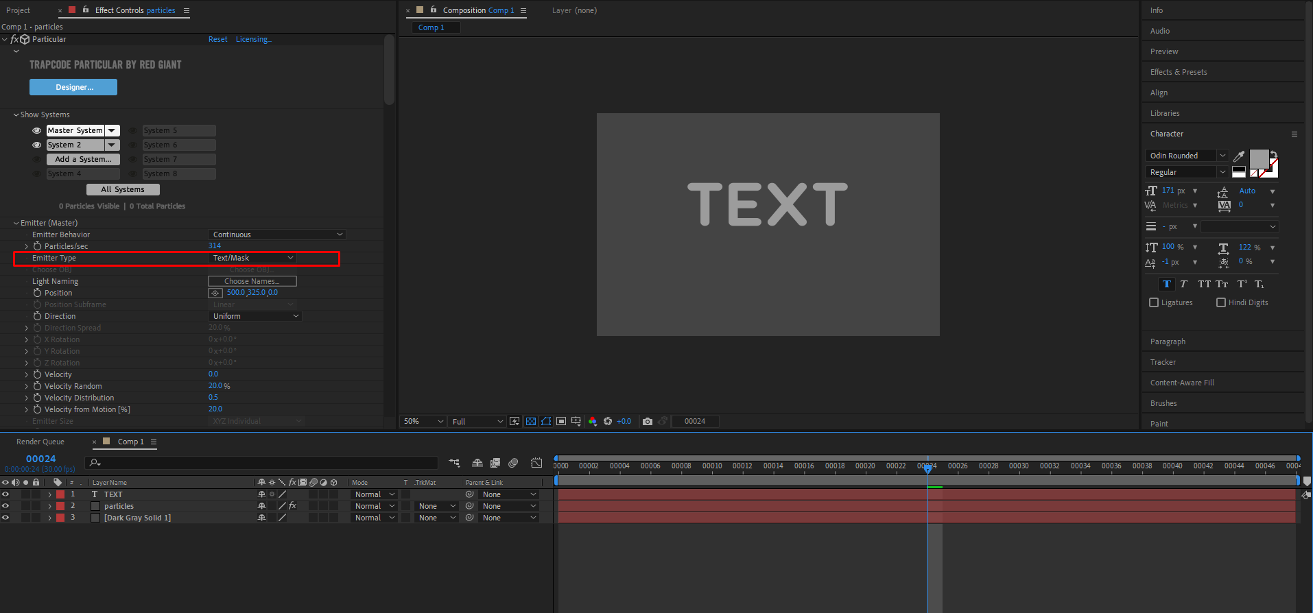 Why isn't my text appearing from trapcode designe... - Adobe Community - 15125367