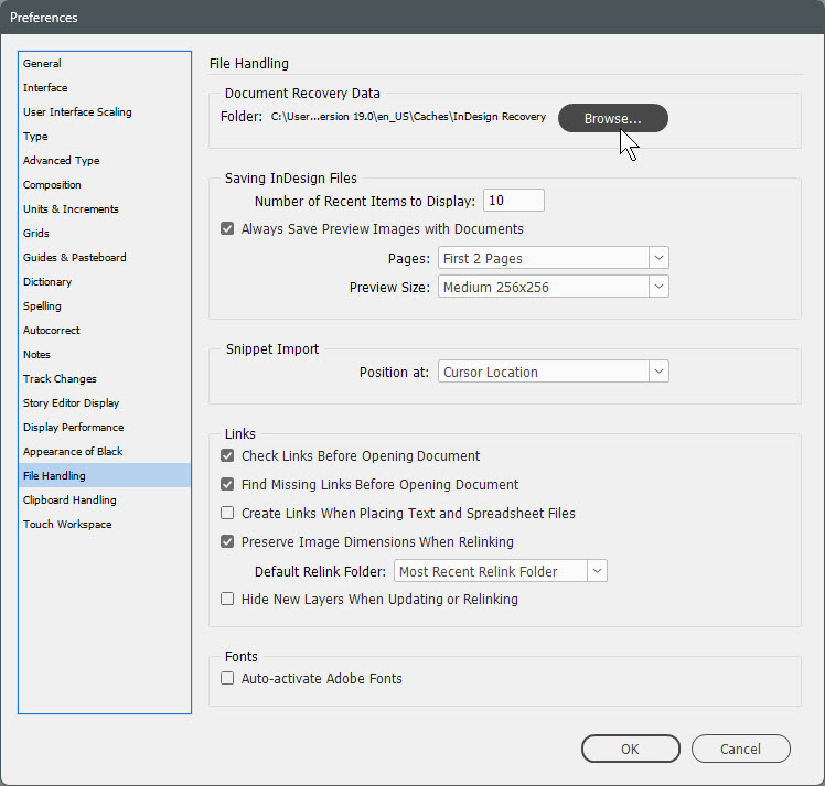 Solved: Can you set InDesign to go to external hard drive ... - Adobe ...